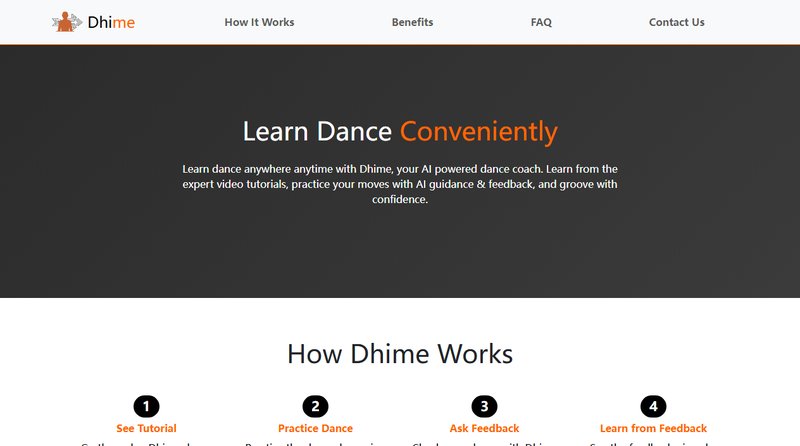 Dhime是一个AI驱动的舞蹈学习平台，提供便捷的在线舞蹈教学服务。-SOAI.IM