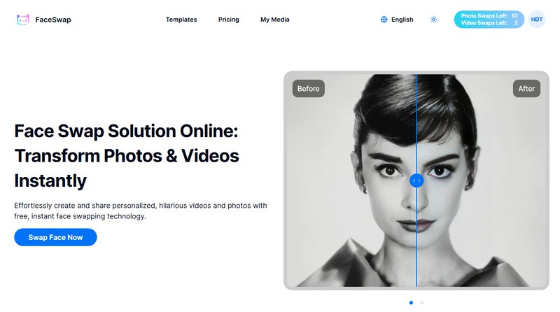 Face Swap Solution Online 是一个基于AI技术的在线平台，允许用户轻松地在照片和视频中进行面部交换，创建个性化和娱乐性的内容。-SOAI.IM