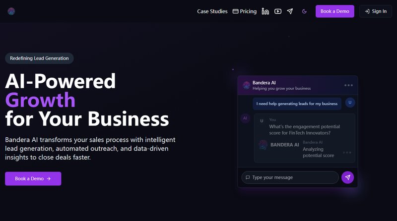 Bandera AI 是一个智能销售和潜在客户生成平台，通过AI技术自动化销售流程，帮助企业更快地完成交易。-SOAI.IM