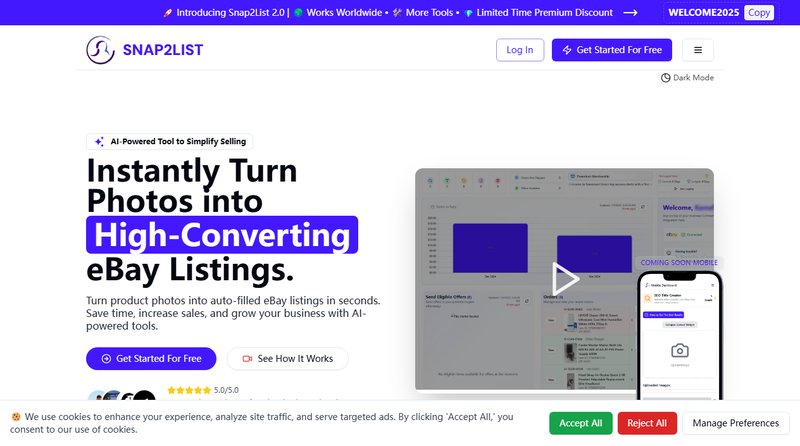 Snap2List是一款AI驱动的eBay列表和自动化工具，帮助卖家简化销售流程，提高效率。-SOAI.IM