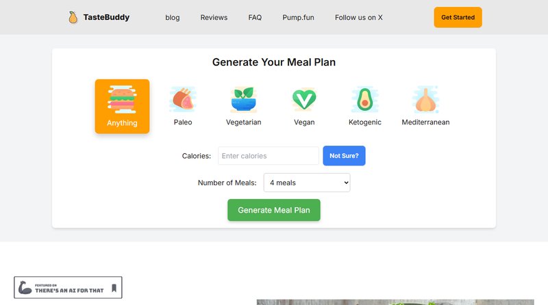 TasteBuddy是一个基于AI的个性化膳食计划平台，帮助用户根据饮食偏好和健康目标生成定制化的膳食计划。-SOAI.IM