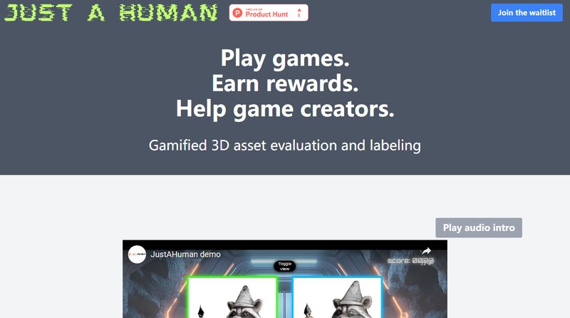 JustAHuman 是一个通过玩游戏来获得奖励并帮助游戏创作者的平台。-SOAI.IM