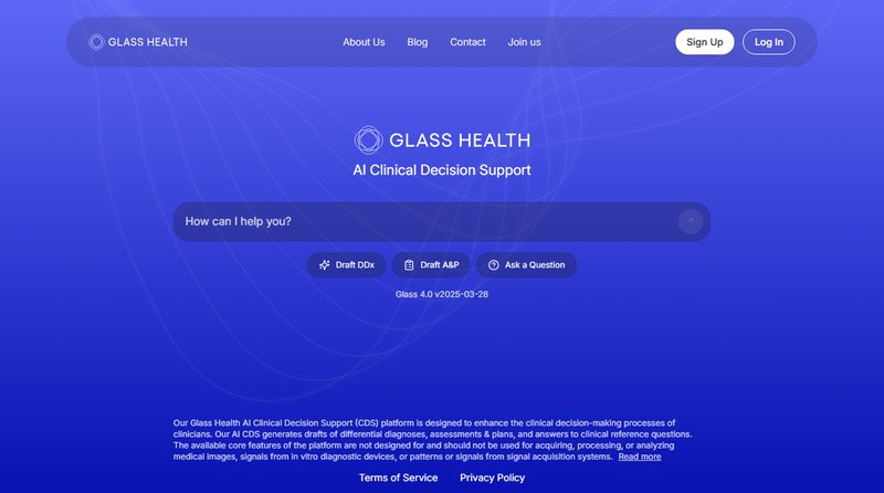 Glass Health 是一个AI驱动的临床决策支持平台，旨在增强临床医生的决策过程。-SOAI.IM