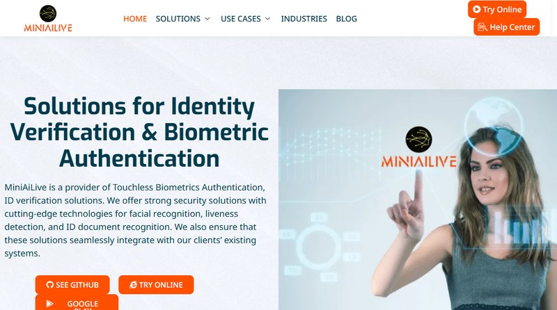 MiniAiLive提供无接触生物识别认证和身份验证解决方案，包括人脸识别、活体检测和身份证件识别等技术。-SOAI.IM