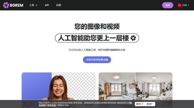 BgRem 提供多种人工智能工具，用于图像和视频的创建与编辑，包括背景去除、照片转视频、图像生成等功能。-SOAI.IM