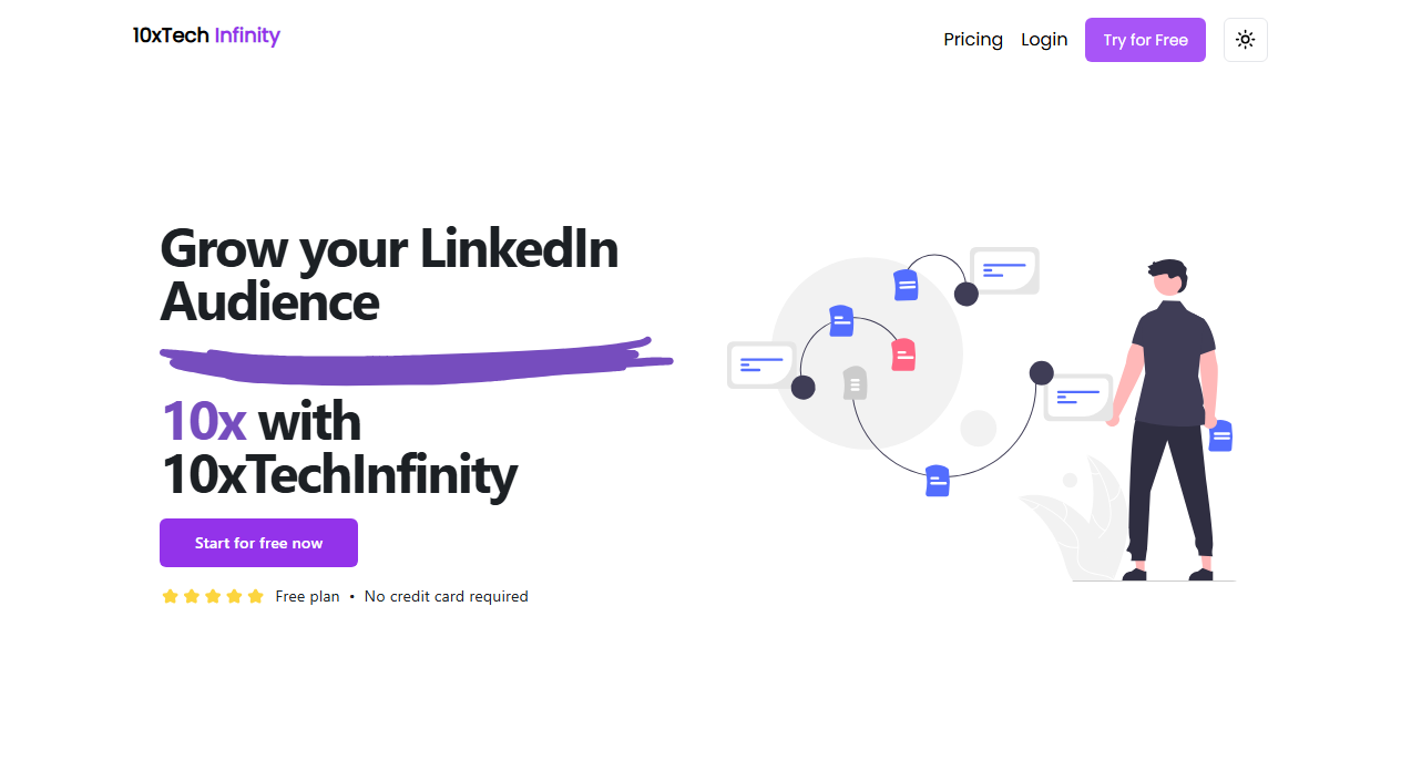 10x Tech Infinity 提供AI驱动的LinkedIn工具和社交媒体增长指南，帮助技术专业人士优化LinkedIn个人资料并提升社交媒体影响力。-SOAI.IM