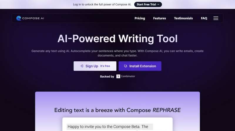 Compose AI是一款AI驱动的写作工具，旨在通过自动完成句子和生成文本，帮助用户提高写作效率。-SOAI.IM