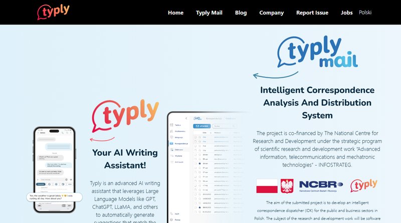 Typly是一款先进的AI写作助手，利用大型语言模型如GPT、ChatGPT、LLaMA等自动生成符合对话上下文的建议。-SOAI.IM