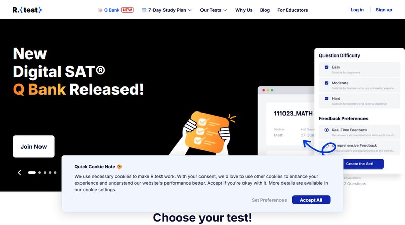 R.test是一个AI驱动的SAT®和ACT®在线练习测试平台，可在40分钟内提供结果。-SOAI.IM