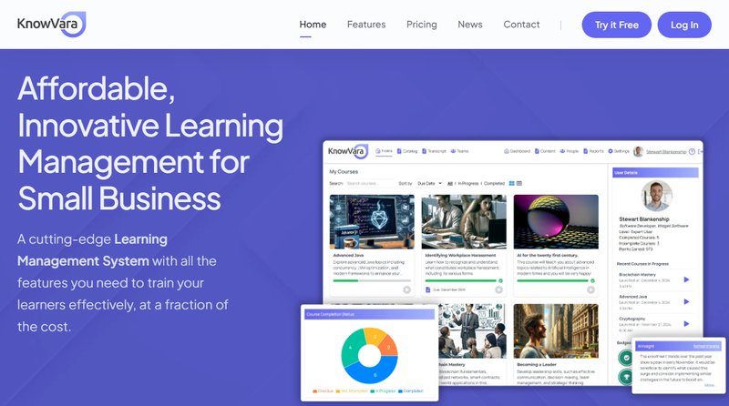 KnowVara 是一款专为小型企业设计的 AI 驱动的学习管理系统 (LMS)，提供经济实惠且功能强大的培训解决方案。-SOAI.IM