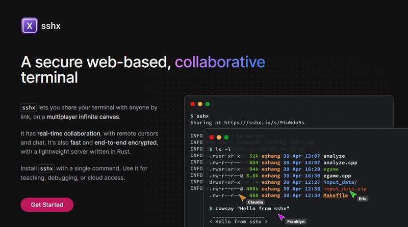 sshx 是一个基于Web的安全协作终端，支持实时协作和端到端加密。-SOAI.IM