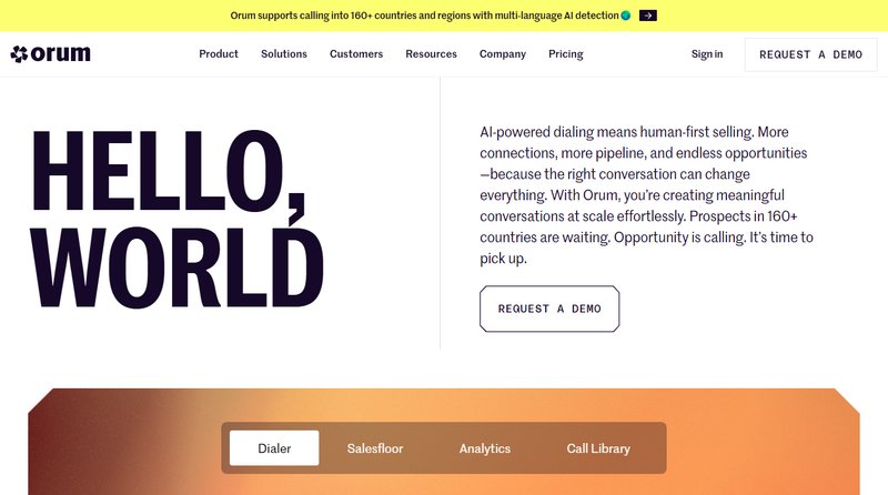Orum是一个AI驱动的实时对话平台，旨在帮助销售团队提高效率，增加销售机会。-SOAI.IM