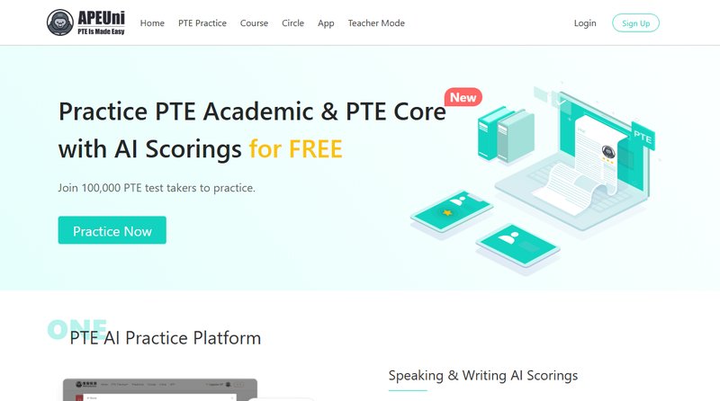 APEUni PTE 是一个提供PTE考试练习和评分的在线平台，帮助考生通过AI评分和丰富的学习资源提高考试成绩。-SOAI.IM