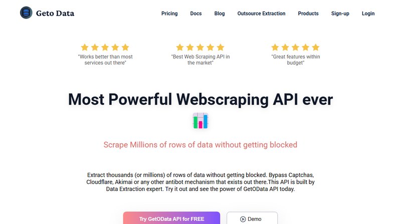 GetOData提供最强大的网页抓取API，帮助用户从任何网站提取大量数据，绕过各种反爬虫机制。-SOAI.IM