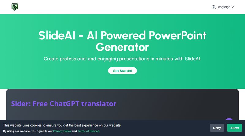 SlideAI是一个基于人工智能的PPT生成工具，能够快速创建专业且引人入胜的演示文稿。-SOAI.IM