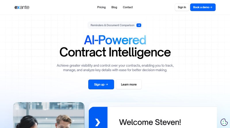 Exante提供AI驱动的合同智能解决方案，帮助企业实现合同的可视化、管理和分析。-SOAI.IM