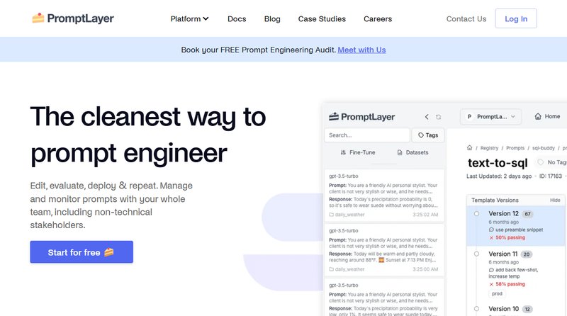 PromptLayer是一个专注于提示工程管理的平台，提供提示管理、评估和LLM可观测性功能，帮助团队协作优化AI提示。-SOAI.IM