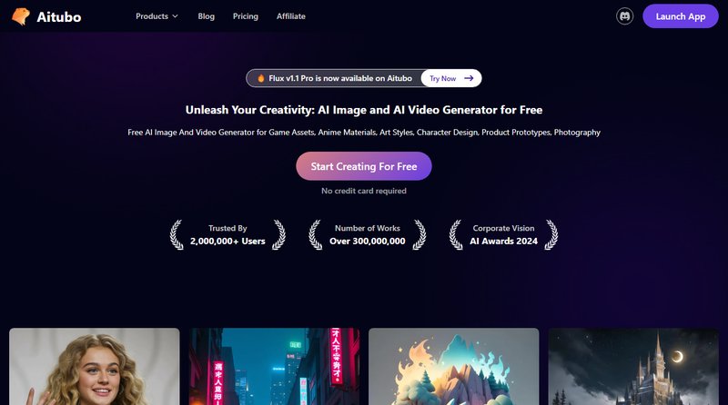 Aitubo是一个提供AI图像和视频生成服务的平台，支持多种创意功能，包括图像生成、视频生成、图像编辑、虚拟头像生成等。-SOAI.IM