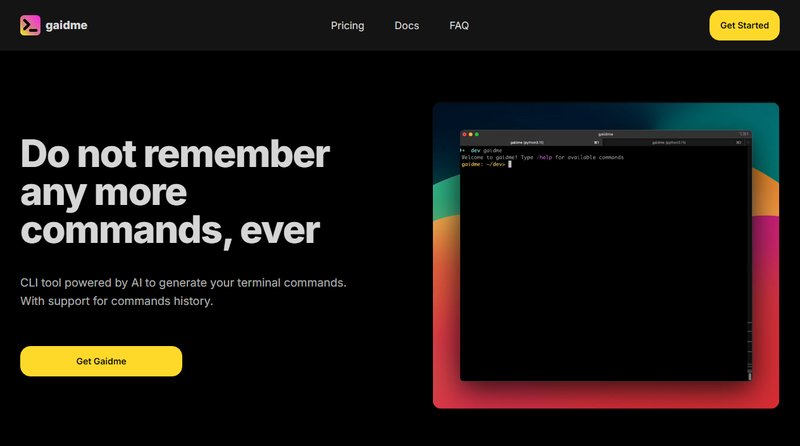 gaidme 是一个基于 AI 的命令行工具，帮助用户生成终端命令并管理命令历史。-SOAI.IM