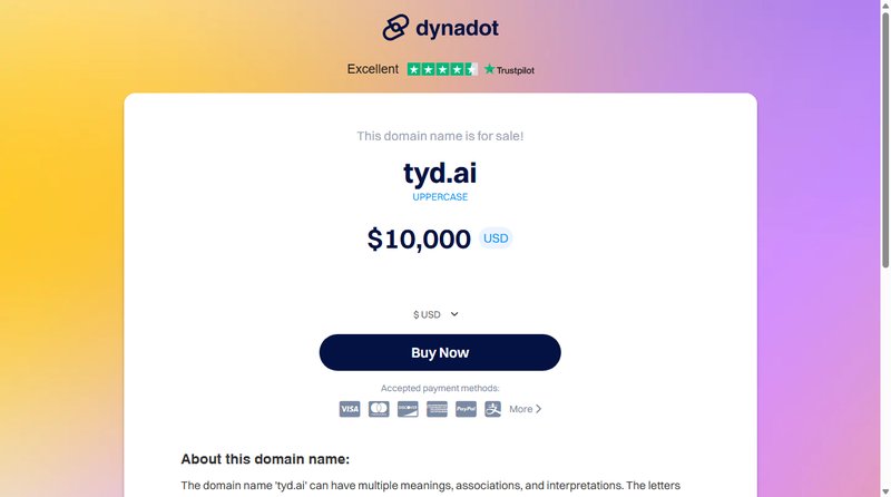 tyd.ai域名出售，适用于人工智能、医疗科技、教育等多个领域。-SOAI.IM