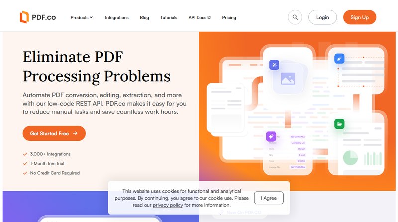 PDF.co 是一个提供PDF处理自动化服务的平台，支持PDF转换、编辑、提取和管理等功能。-SOAI.IM