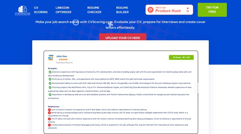 CV Scoring 是一个利用AI技术优化简历、提供面试准备和职业发展建议的在线平台。-SOAI.IM