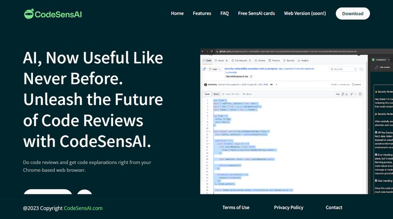 CodeSensAI是一款基于AI的代码审查和智能代码分析工具，帮助开发者提升代码质量和效率。-SOAI.IM