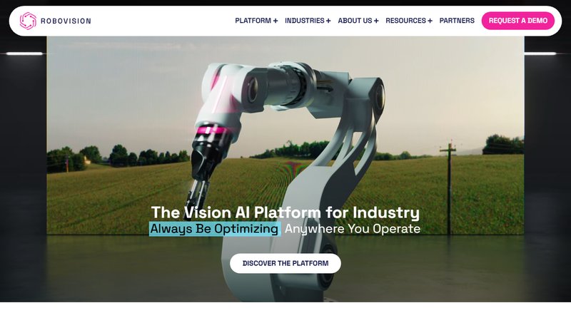 Robovision 是一个计算机视觉 AI 平台，专注于工业自动化和优化，提供从数据收集到模型部署的全流程解决方案。-SOAI.IM