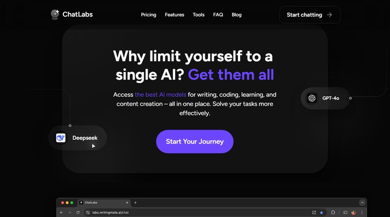 ChatLabs是一个集成了多种AI模型的平台，提供写作、编程、学习和内容创作等服务。-SOAI.IM