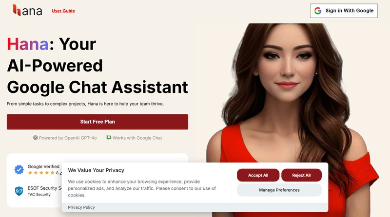 Hana是一款AI驱动的Google Chat助手，旨在通过集成OpenAI GPT-4o技术，提升团队的工作效率和协作能力。-SOAI.IM