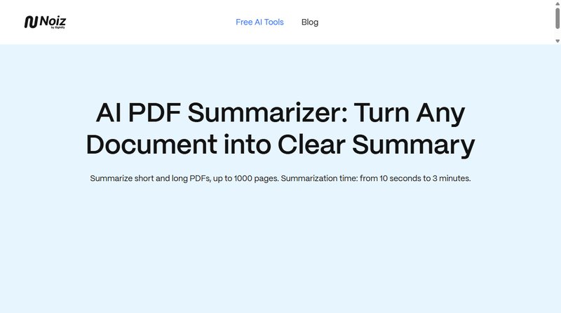 Noiz提供免费的AI工具，包括PDF摘要生成器、YouTube视频摘要生成器等，帮助用户快速获取文档和视频的关键信息。-SOAI.IM