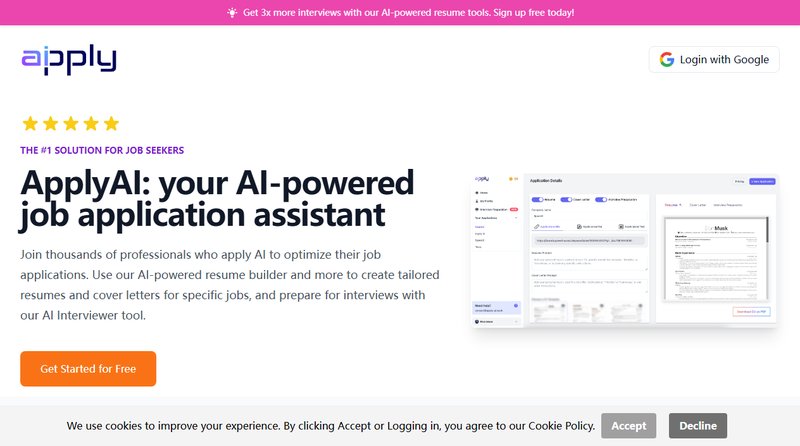 ApplyAI是一个AI驱动的求职助手，帮助求职者优化简历、求职信和面试准备，提高面试机会。-SOAI.IM