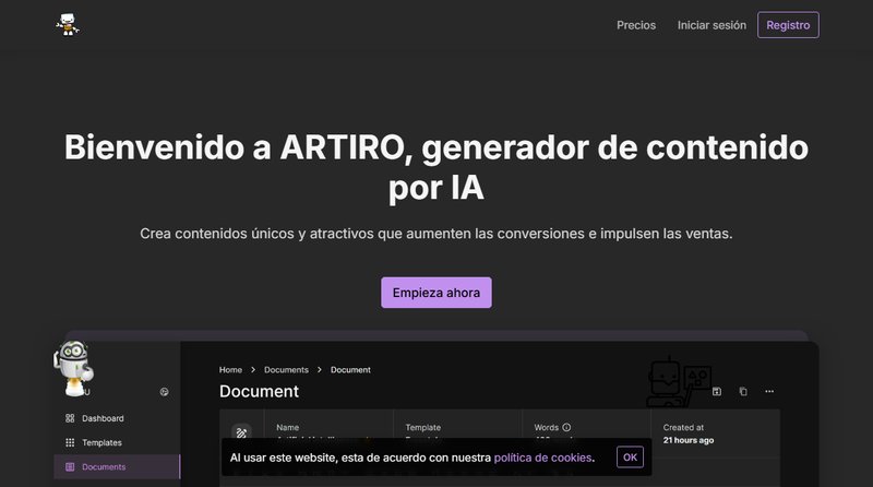 ARTIRO是一个结合AI技术和用户创造力的内容生成平台，提供文档生成、图像生成、多语言支持等功能，帮助用户提升内容创作效率和效果。-SOAI.IM