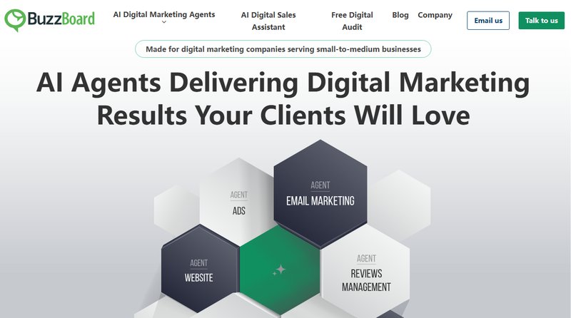 BuzzBoard 是一个为中小型企业提供数字营销服务的AI代理平台，专注于自动化广告、社交媒体、电子邮件营销、网站建设等任务。-SOAI.IM