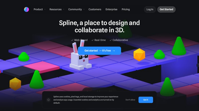 Spline是一个基于浏览器的3D设计工具，支持实时协作，提供丰富的3D设计功能。-SOAI.IM