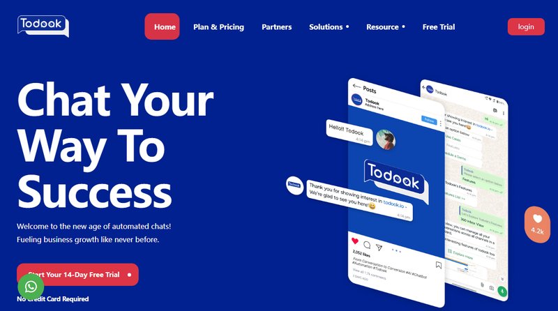 Todook是一个提供自动化聊天和客户互动解决方案的平台，帮助企业提升客户参与度和销售效率。-SOAI.IM