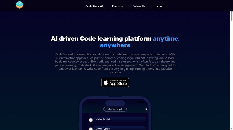 CodeStack AI是一个革命性的平台，重新定义了人们学习编程的方式。通过互动式学习，让用户在实践中掌握编程技能。-SOAI.IM