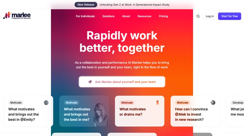 Marlee是一个协作和绩效AI平台，帮助个人和团队在工作中发挥最佳表现。-SOAI.IM