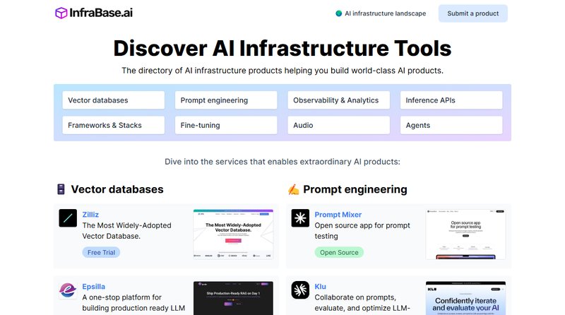 Infrabase.ai是一个AI基础设施目录，帮助用户发现和选择最佳的AI基础设施工具。-SOAI.IM