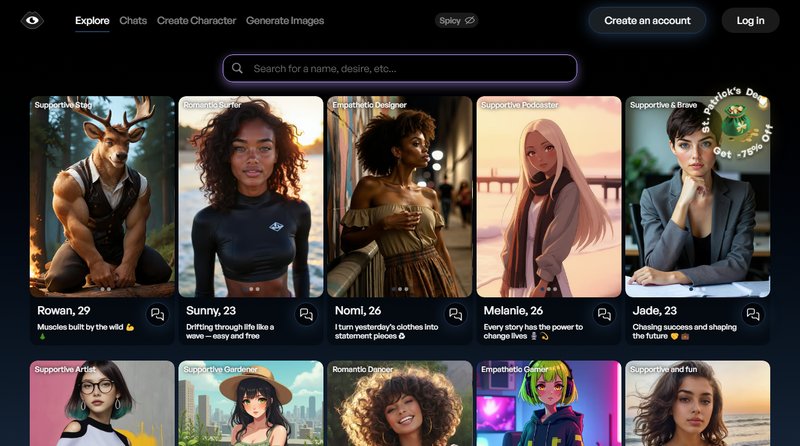 EDEN AI提供虚拟角色和数字名人的AI聊天模型，用户可以创建角色、生成图像，并与这些虚拟角色进行互动。-SOAI.IM