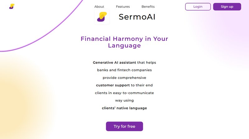 SermoAI是一款专为银行和金融科技公司设计的AI聊天机器人，提供多语言支持和个性化金融服务。-SOAI.IM