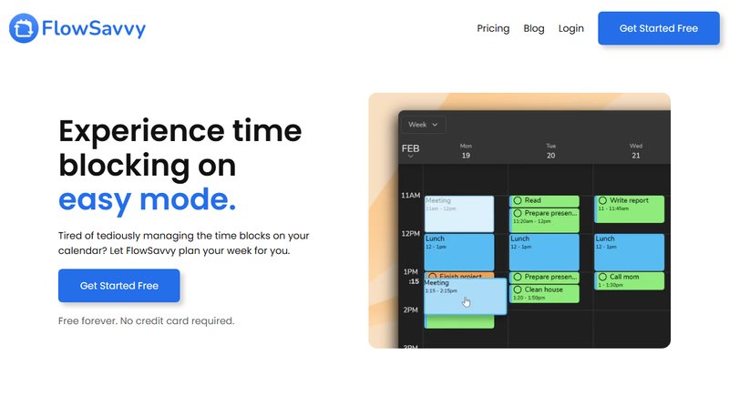 FlowSavvy是一款自动时间规划工具，帮助用户轻松管理时间块，提高工作效率。-SOAI.IM