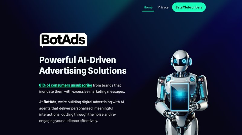 BotAds提供基于AI的个性化广告解决方案，有效减少广告疲劳并重新吸引受众。-SOAI.IM