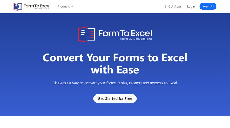 FormToExcel是一款将表单、表格、收据和发票转换为Excel的工具，利用AI技术实现高精度数据提取。-SOAI.IM