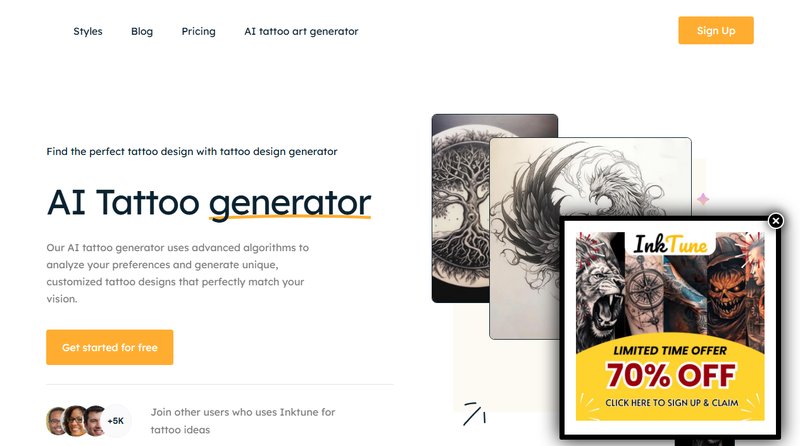 Inke提供AI纹身生成器，帮助用户创建独特且个性化的纹身设计。-SOAI.IM