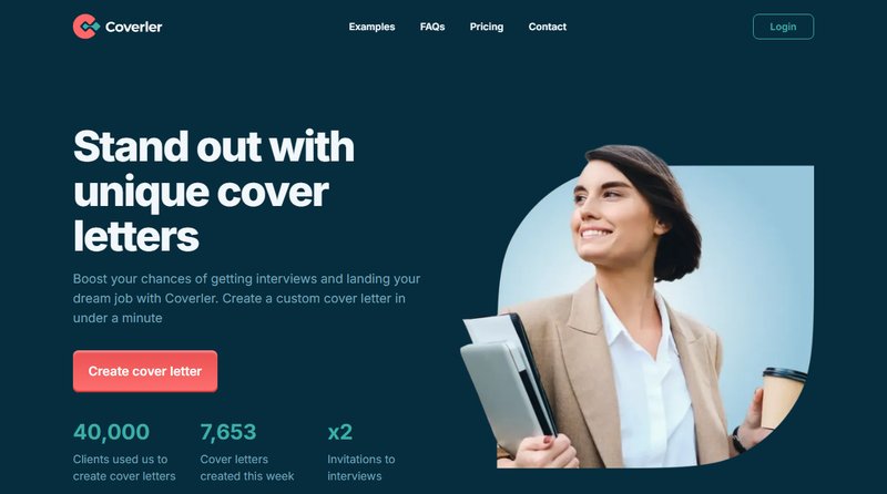 Coverler是一个AI驱动的求职信生成器，帮助用户快速创建个性化的求职信。-SOAI.IM