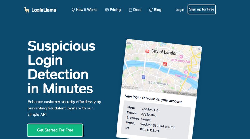 LoginLlama 是一个为开发者提供的可疑登录检测服务，通过API帮助增强客户账户安全性，防止欺诈登录。-SOAI.IM