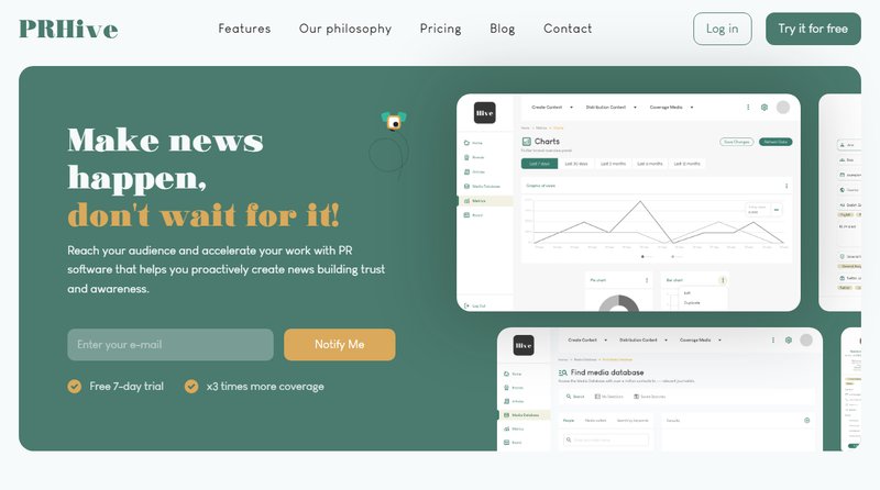 PRHive是一款PR软件，帮助用户主动创建新闻，建立信任和知名度，提供媒体分发、内容创作和PR报告等功能。-SOAI.IM