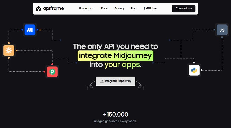 Apiframe 提供一系列AI API服务，包括图像生成、视频创建、人脸交换等，帮助用户通过代码或无代码方式增强应用和工作流程。-SOAI.IM