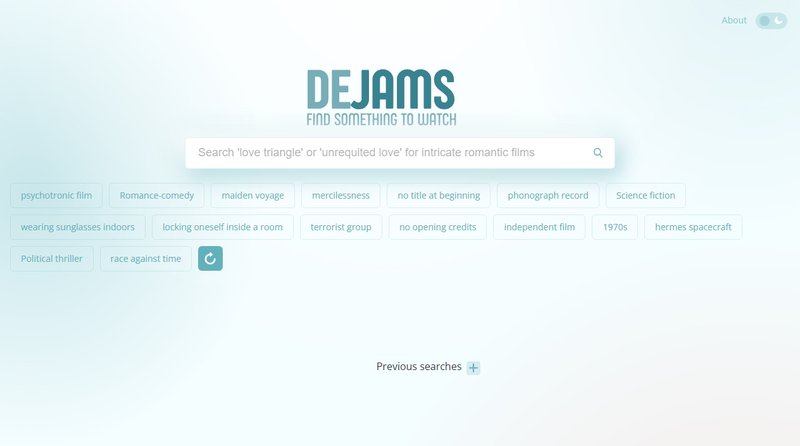 Dejams是一个利用AI增强的电影搜索平台，帮助用户找到适合观看的电影。-SOAI.IM